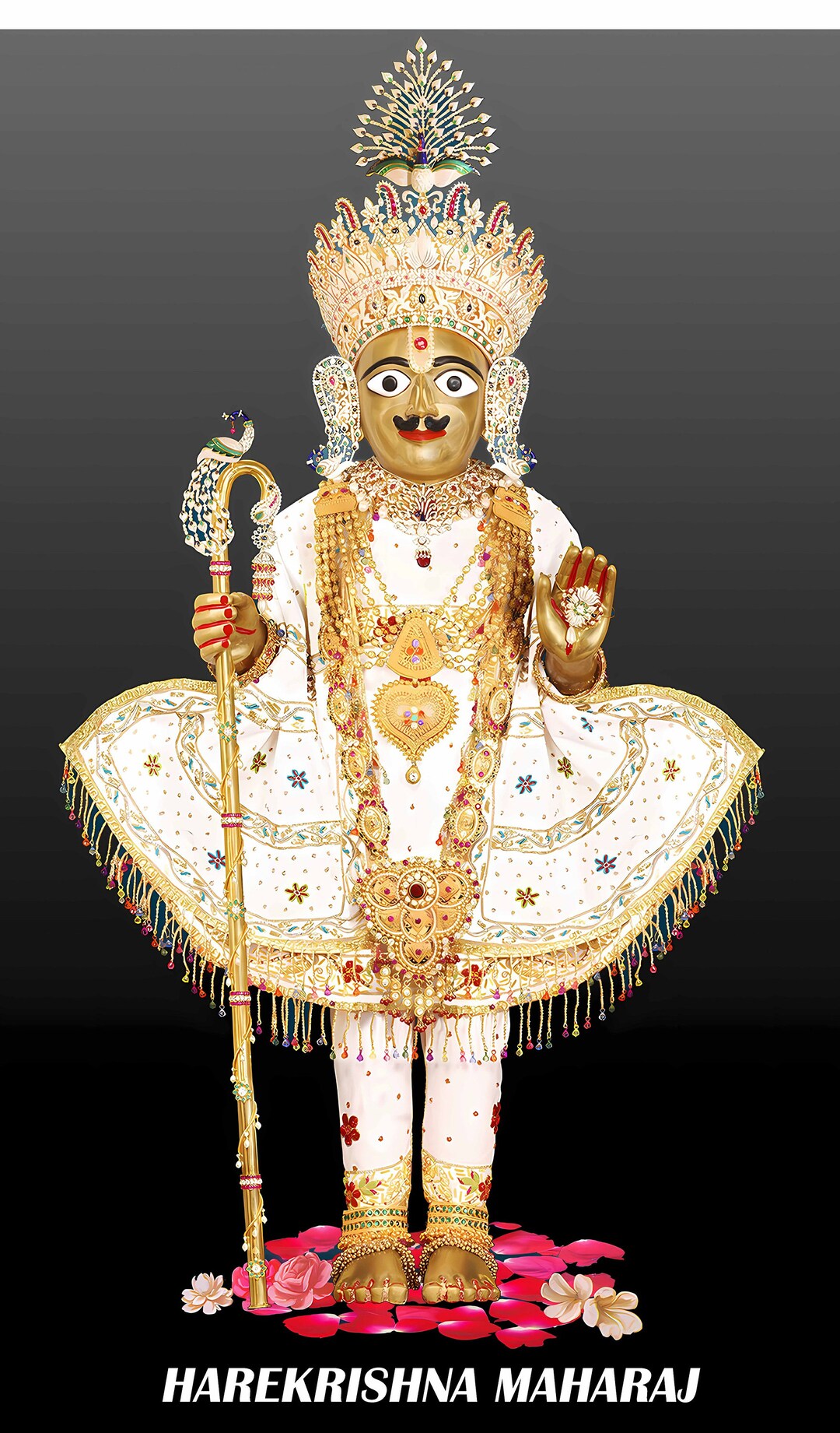 Hare Krishna Maharaj Design Backdrop Cloth for Pooja Decoration ...