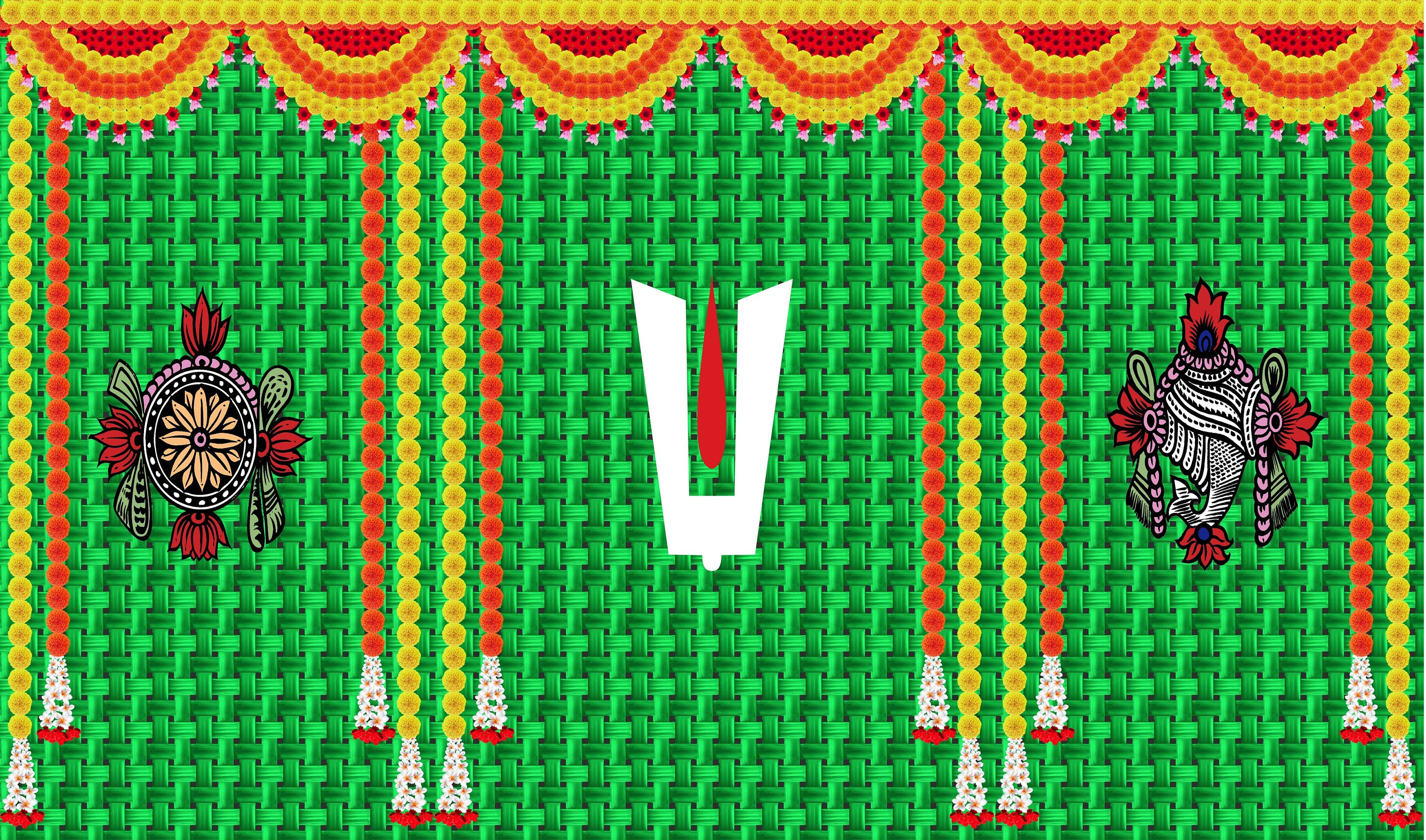 Pooja Backdrop Cloth Thirunaamam Shanku Chakra Namam Lord Vishnu Balaji ...