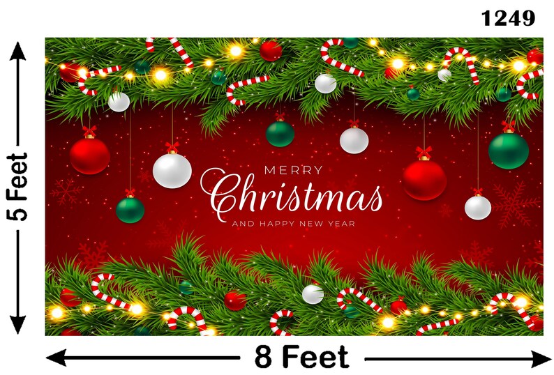 Merry Christmas & Happy New Year Backdrop Red Plaid Christmas ...