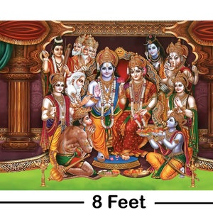 Lord Shree Ram Darbar Design Backdrop Curtain for Decoration Backdrop ...