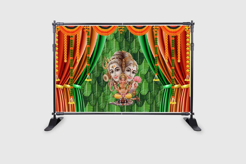 Lord Shiv Parivar Design Backdrop Cloth for Pooja Decoration ...