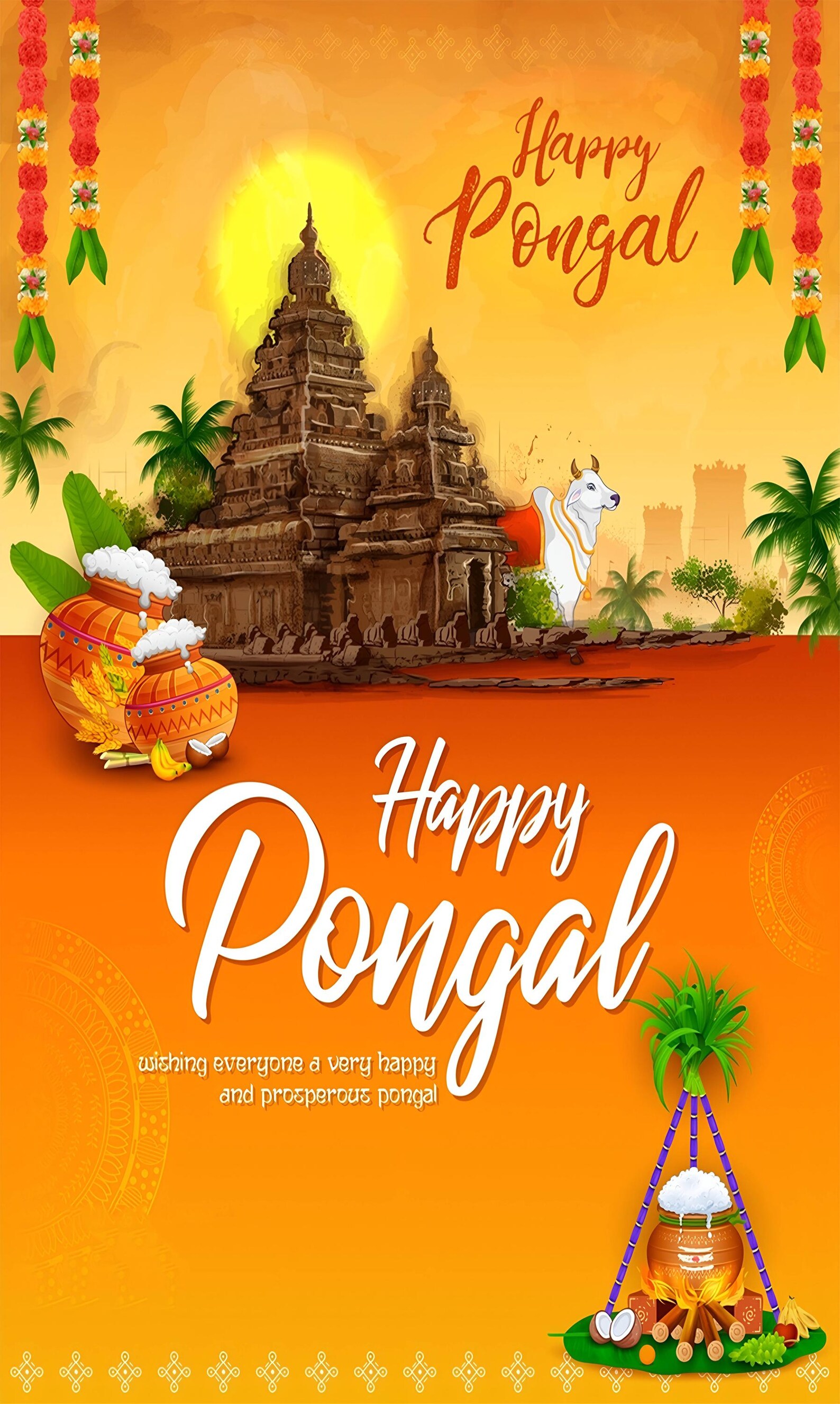 Happy Pongal Festival Design Backdrop Cloth for Pooja Decoration ...