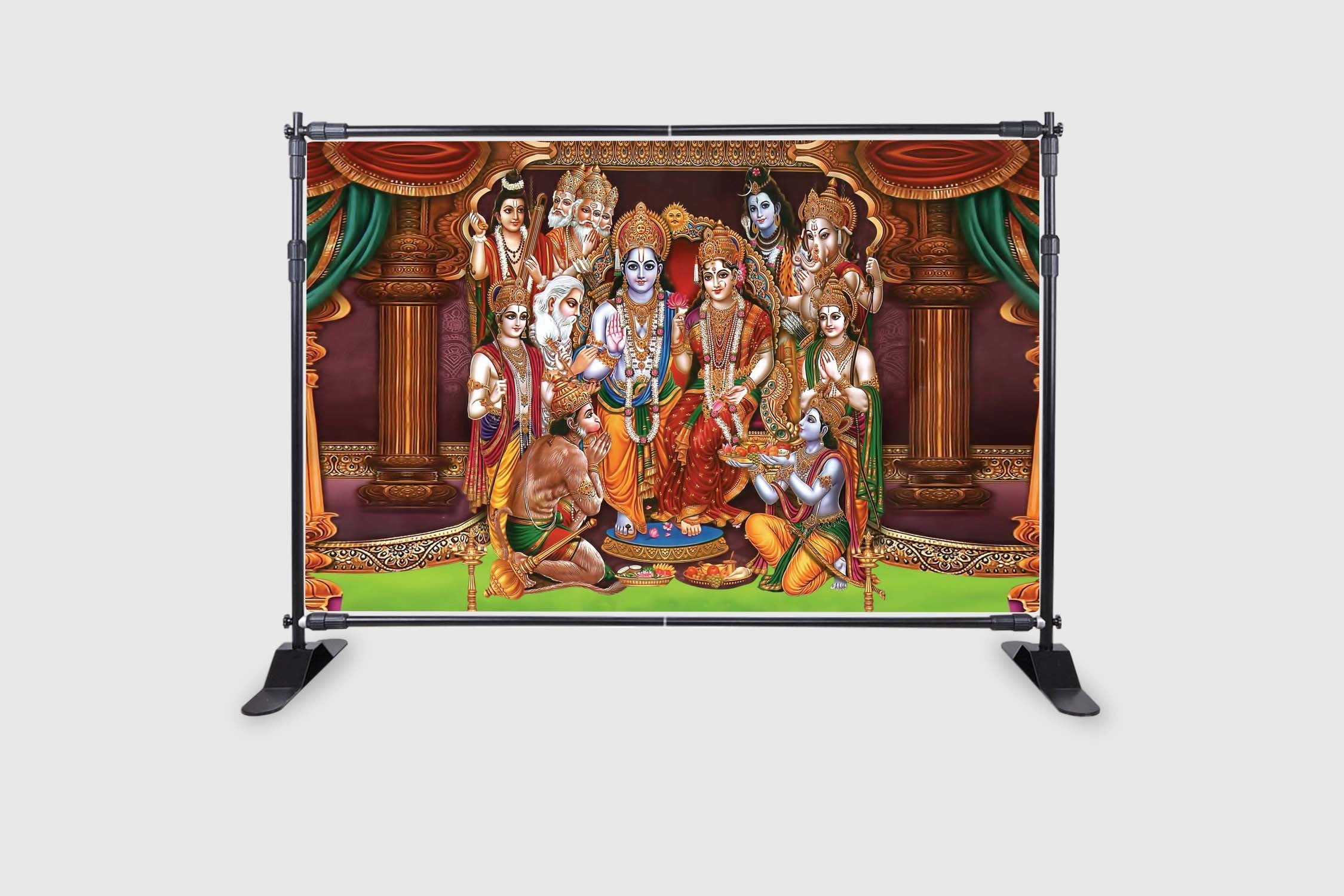 Lord Shree Ram Darbar Design Backdrop Curtain for Decoration Backdrop ...