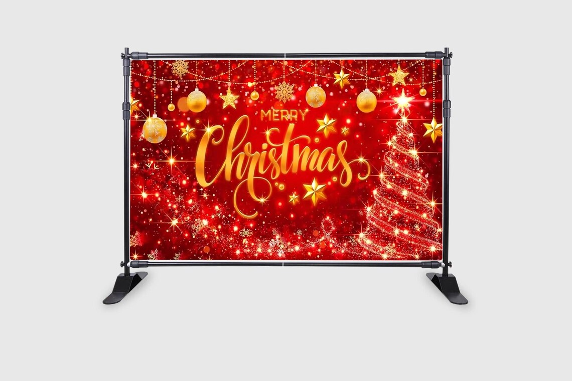 Red Merry Christmas Backdrop Glitter Bokeh Sparkle Snowflake ...