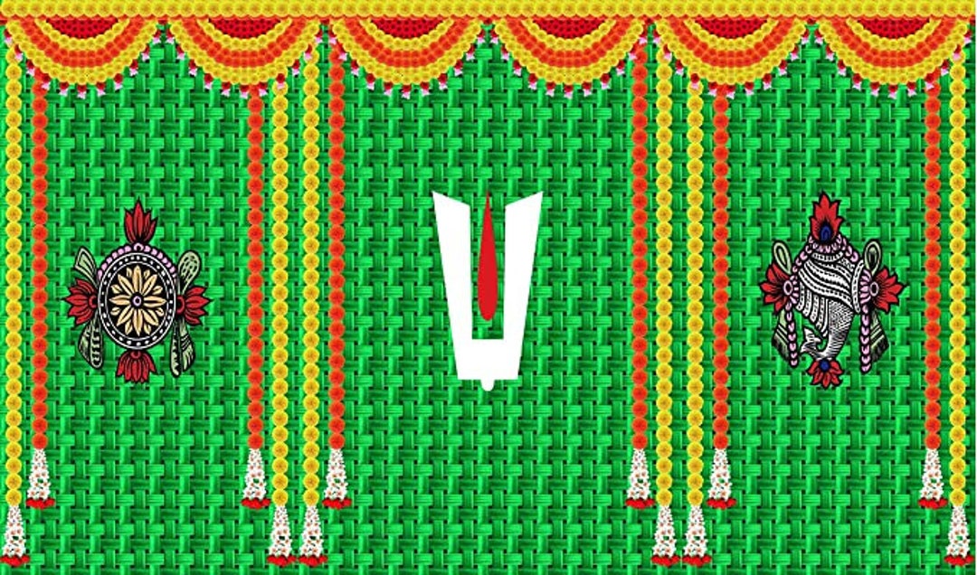 Pooja Backdrop Cloth Thirunaamam Shanku Chakra Namam Lord Vishnu Balaji ...