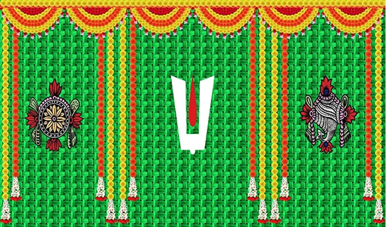 Pooja Backdrop Cloth Thirunaamam Shanku Chakra Namam Lord Vishnu Balaji ...