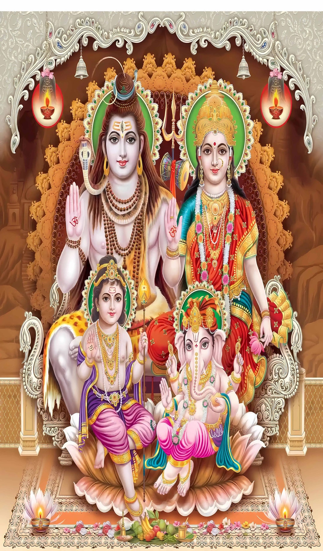 Shiv Parivar Lord Shiv Parivar Design Backdrop Cloth for Pooja ...