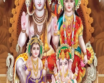 Lord Shiv Parivar Design Backdrop Curtain for Decoration Backdrop Cloth ...