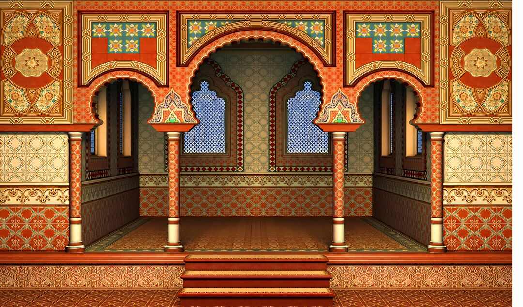 Interior Palace Architecture Vintage Art Design Backdrop for Pooja ...