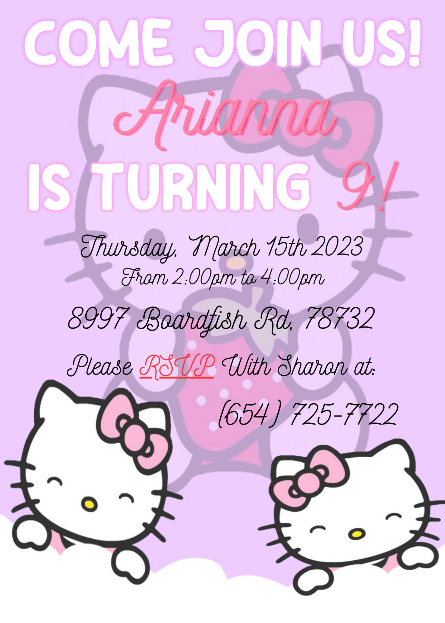 Hello Kitty Birthday Invitation Backgrounds