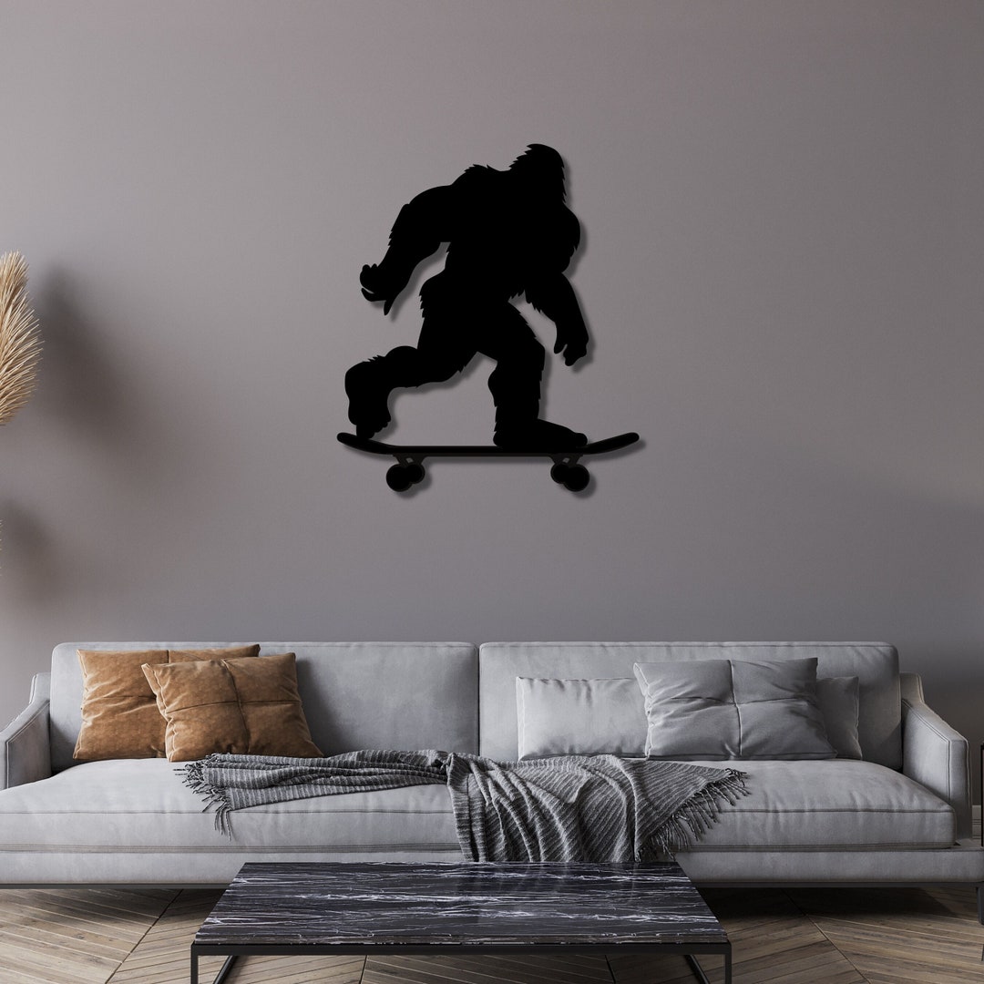 Metal Bigfoot Sign, Skateboard Wall Art, Bigfoot Decor, Funny Bigfoot ...