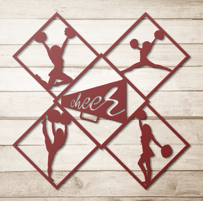 Cheerleading Metal Art Work, Cheer Sign, Cheer Silhouette Large Metal ...