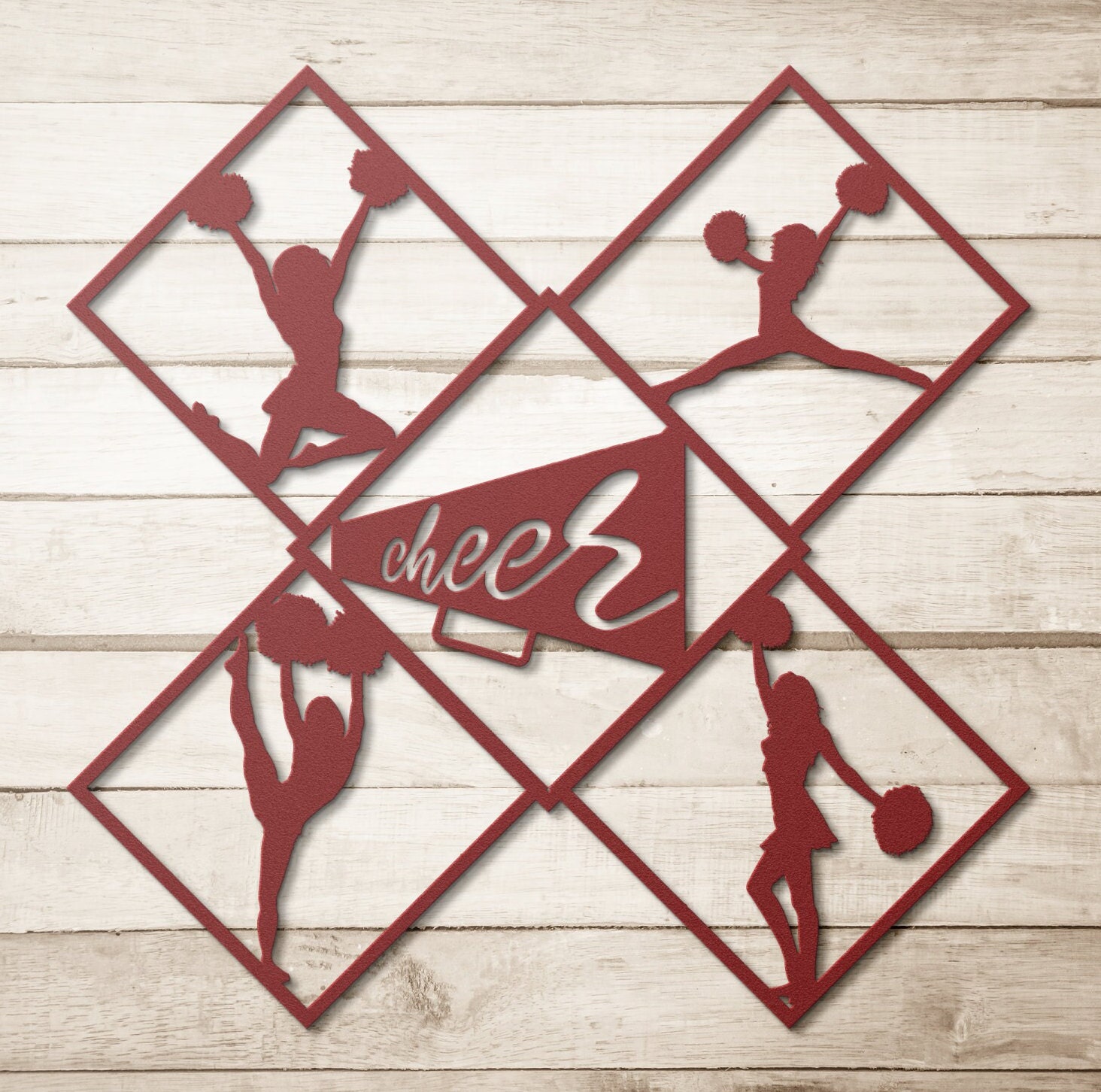 Cheerleading Metal Art Work, Cheer Sign, Cheer Silhouette Large Metal ...