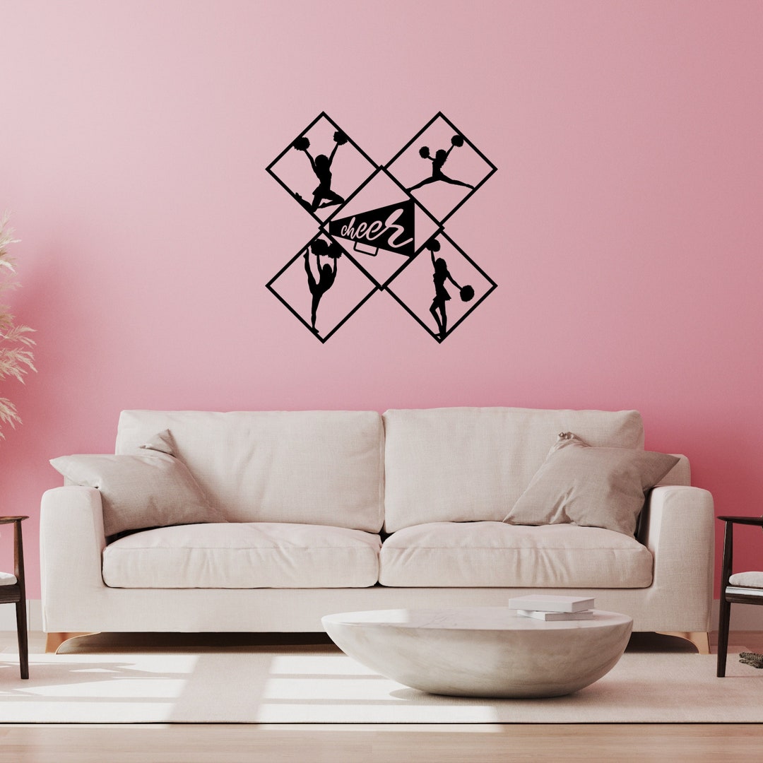 Cheerleading Metal Art Work, Cheer Sign, Cheer Silhouette Large Metal ...