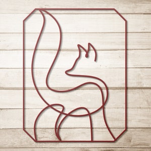 Fox Outline Metal Wall Art, Metal Framed Fox Wall Hanging, Minimalist ...