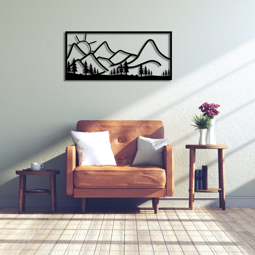 Mountain Metal Art Mountain Scene Sunburst Art Metal Mountain ...