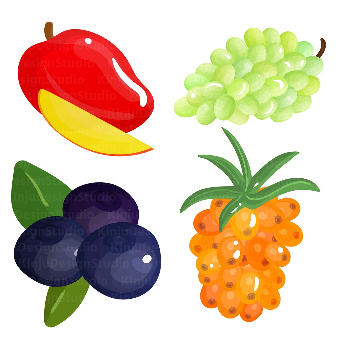 Fruit Clipart Set, Fruit Svg, Strawberry Svg, Watermelon Svg ...