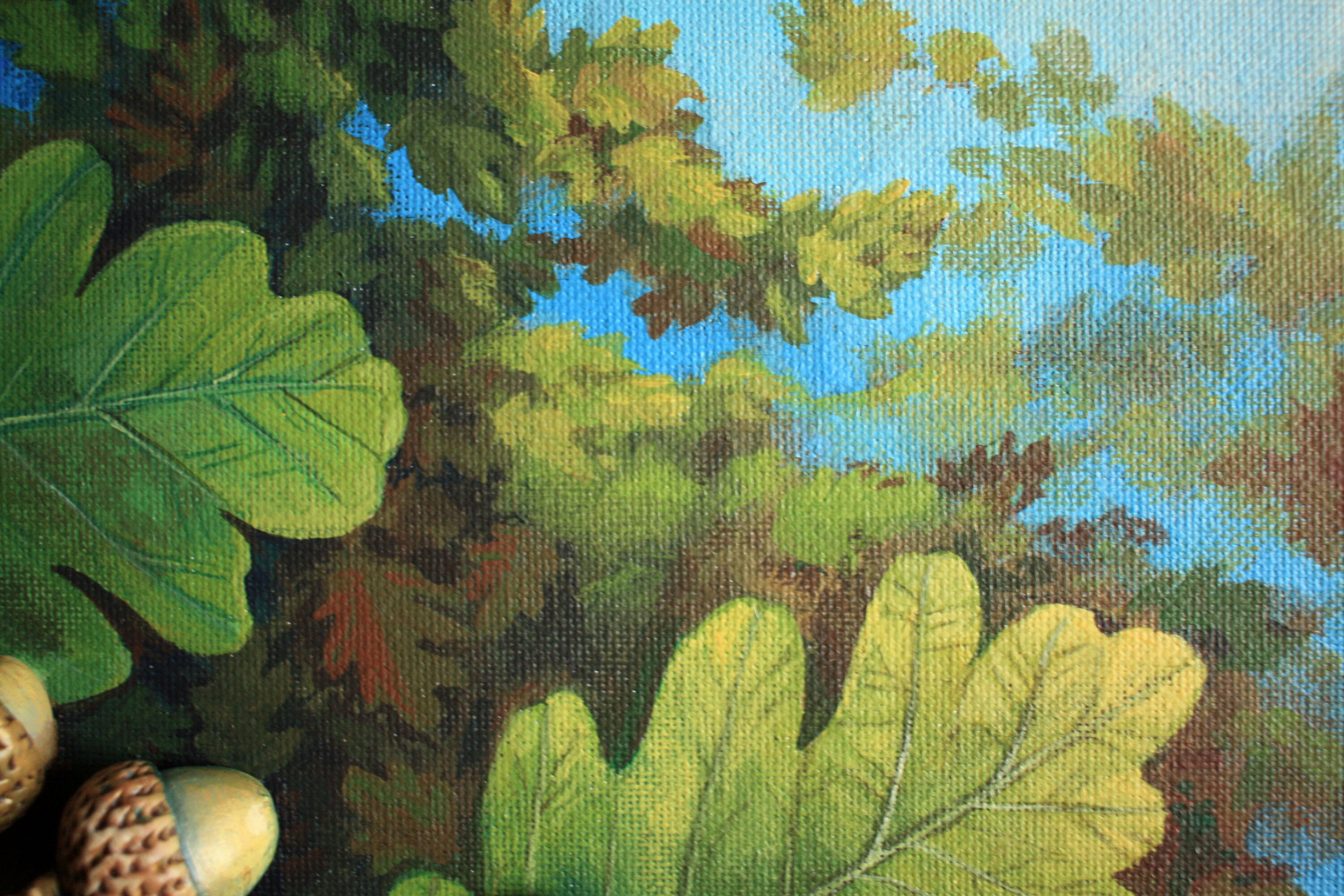 Oak Leaves, Oak, Oak Tree, Acorns, Acorn, Acrylic Painting on Canvas ...