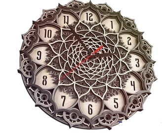 Wooden Multi Layer Wall Clock, Colorful Mandala Wall Clock ...