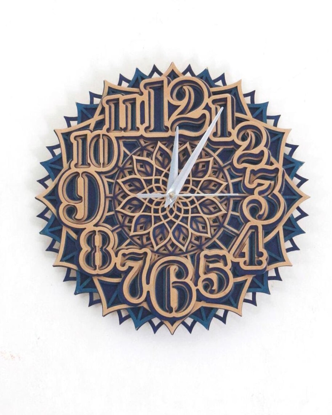 Wooden Multi Layer Wall Clock, Colorful Mandala Wall Clock ...