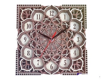 Wooden Multi Layer Wall Clock, Colorful Mandala Wall Clock ...