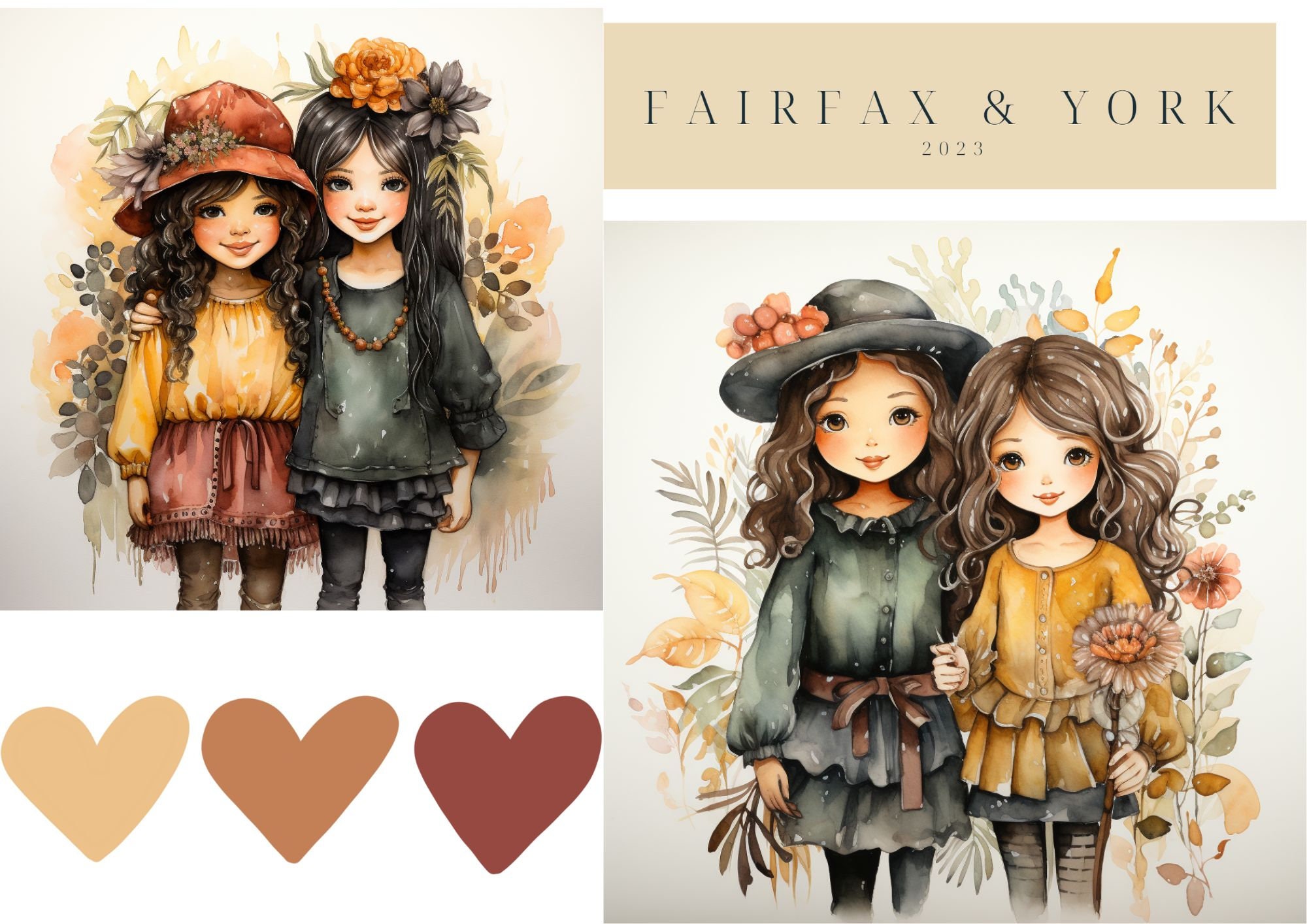 Friends Original Artwork Portraits, Girls, Watercolour, Vintage ...