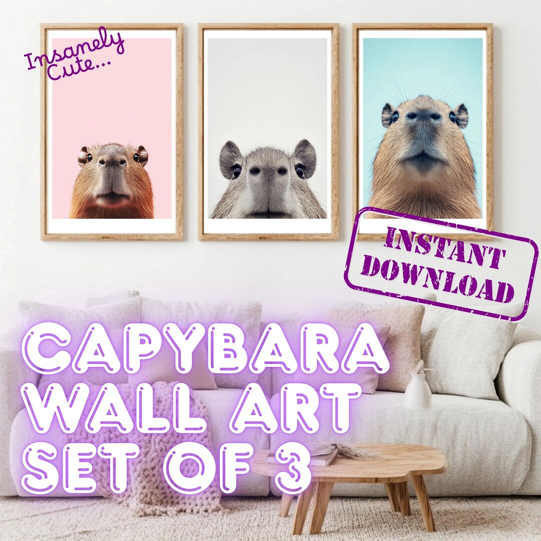 Capybara Wall Art Set | Funny Animal Printables | Digital Download ...