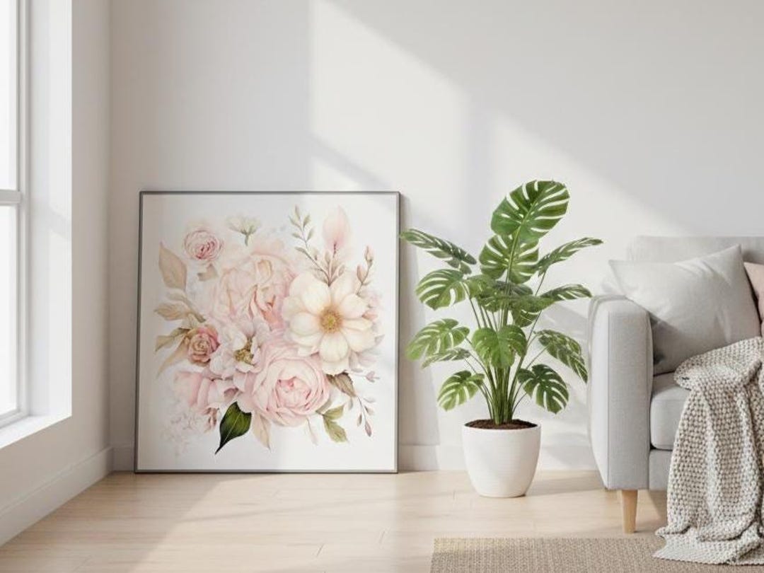 Vintage Pink Flower Bouquet Poster V2 | Romantic Floral Art Print ...