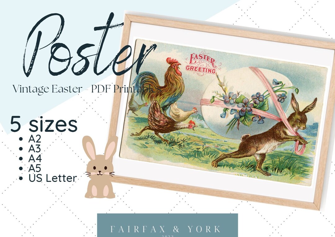 Vintage Easter Picture, Printable Poster, Instant Download, Digital Pdf ...