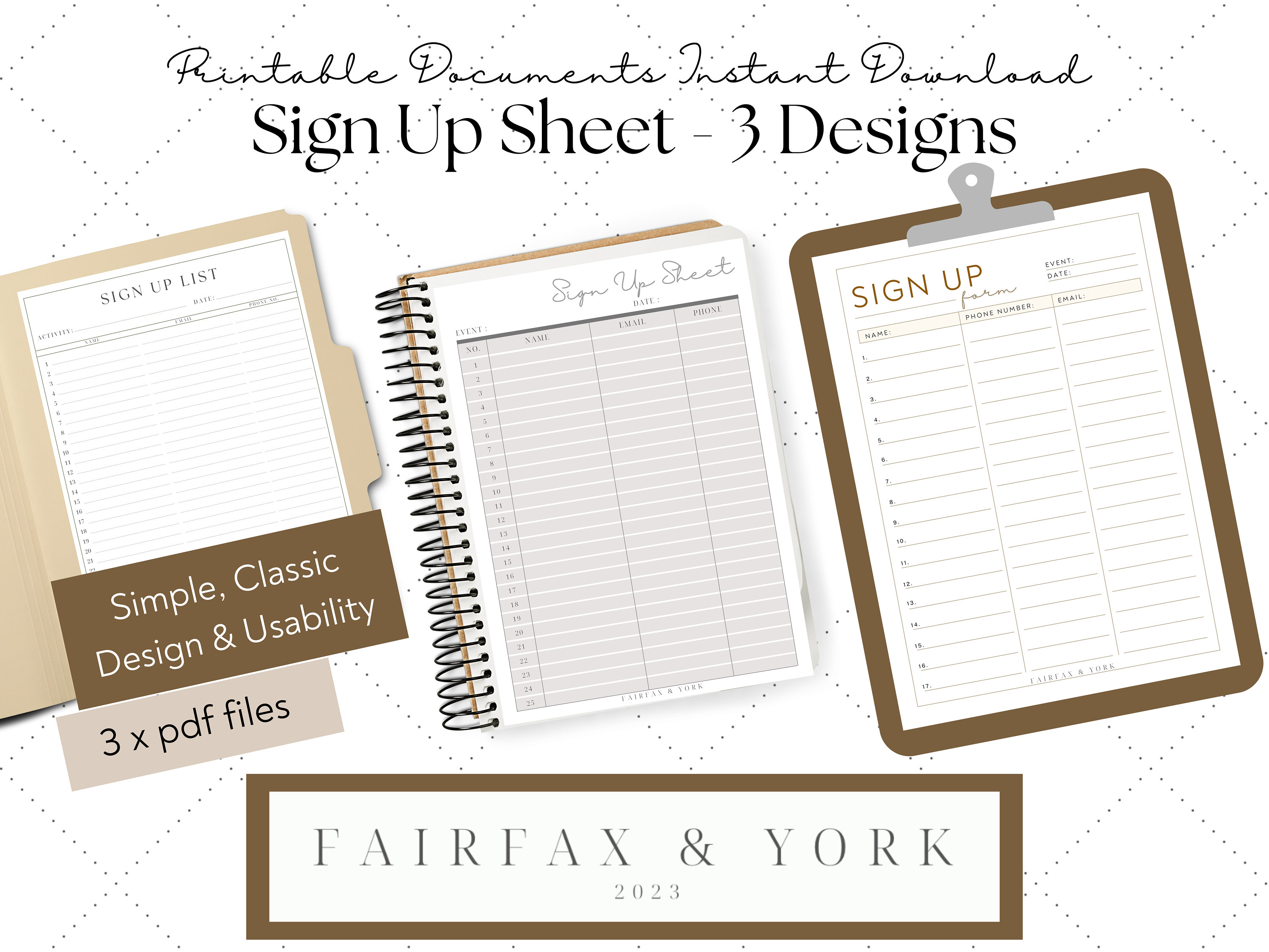 Minimalist Sign up Sheet, 3 Different Designs, Email Sign up Forms ...