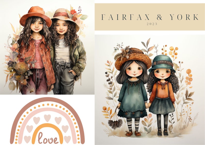 Friends Original Artwork Portraits, Girls, Watercolour, Vintage ...