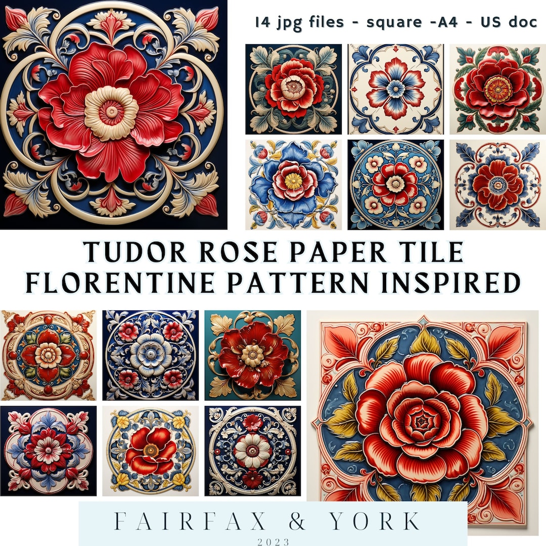 Tudor Rose Paper Tile, Florentine Digital Paper, Florentine Roses ...