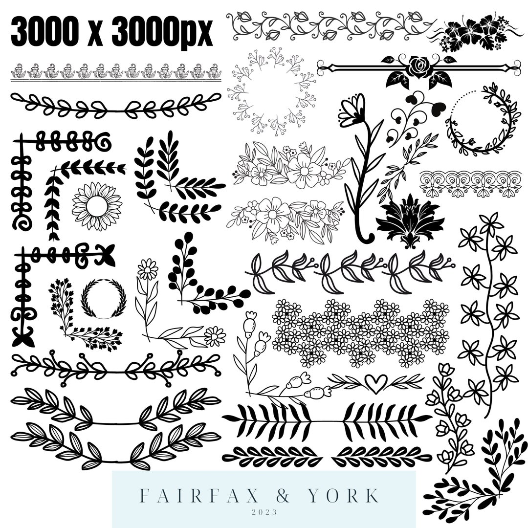 Border Svg Bundle Edge Svg Bundle Floral Border Svg Heart Laurel Wreath ...