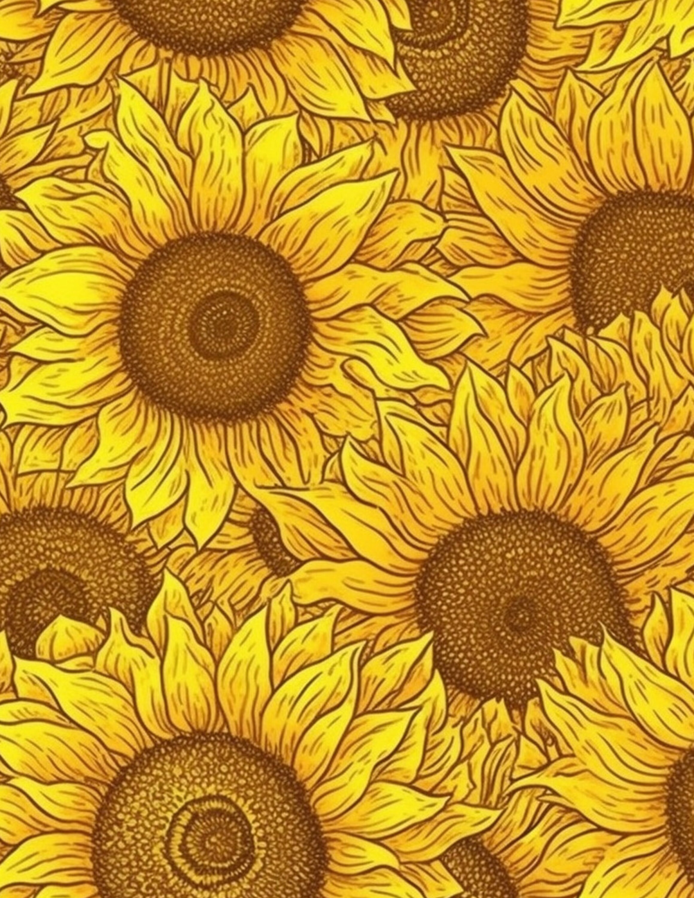 Sunflower Paper, Digital Paper, Sunflowers, Paper Craft, Digital Floral ...
