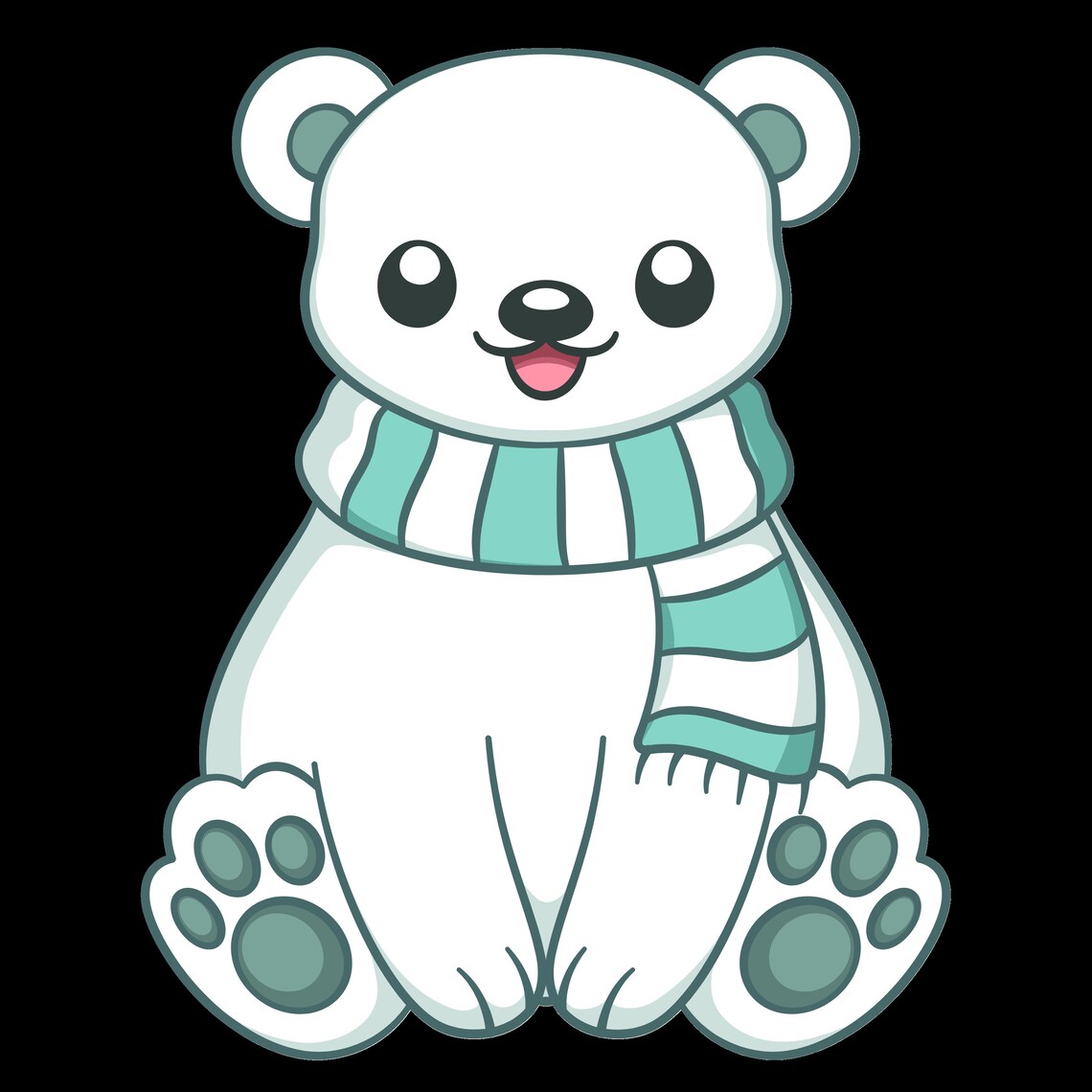 Watercolor Polar Bear Clipart, Winter Polar Bear Clipart, Polar Bear ...