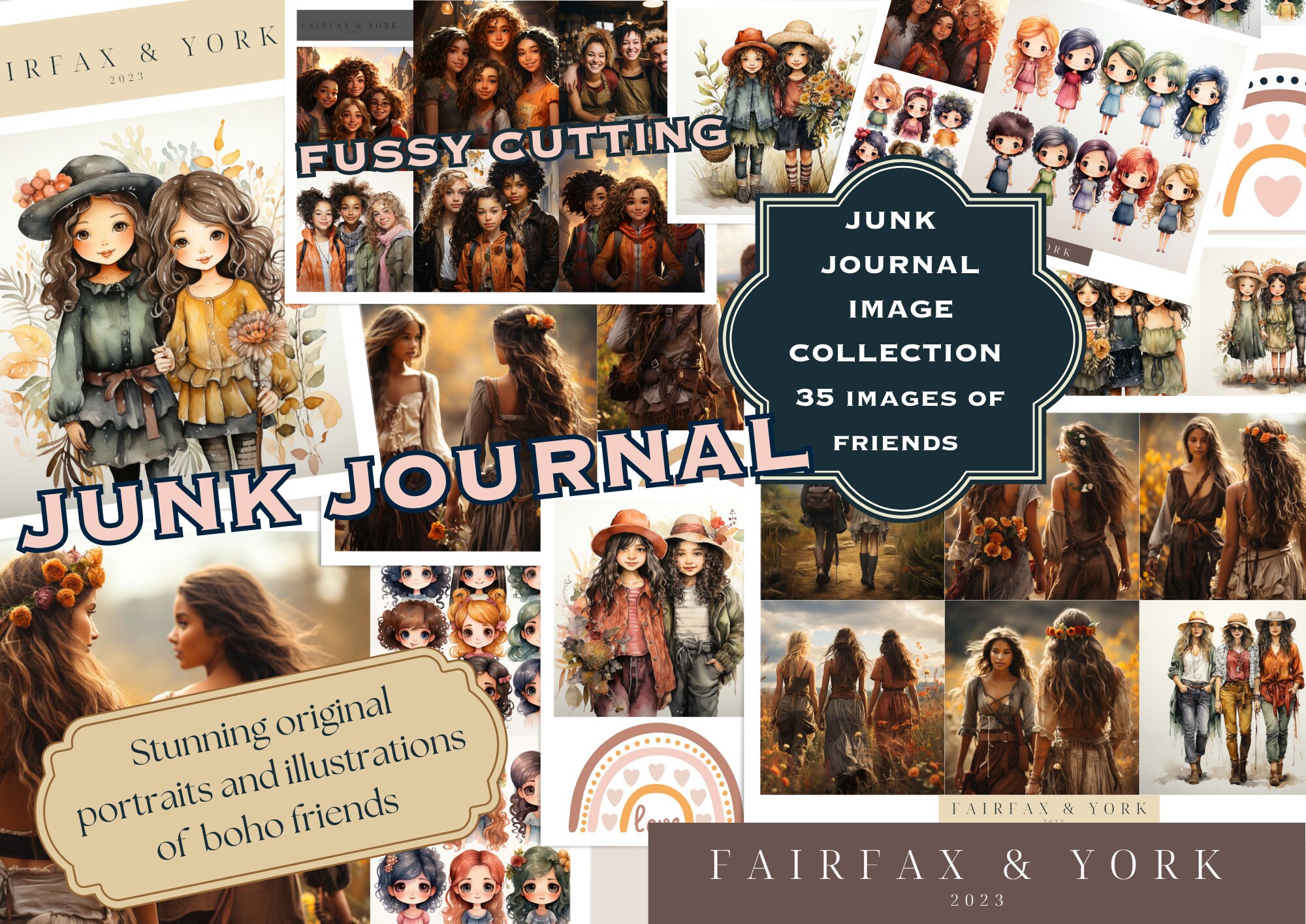 Friends Original Artwork Portraits, Girls, Watercolour, Vintage ...