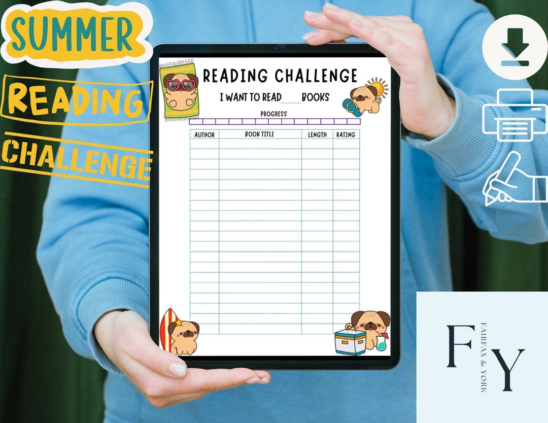 Printable Summer Reading Challenge & Log for Kids Teens | Book Review ...