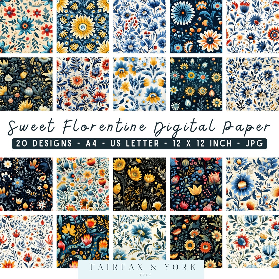 Sweet Florentine Paper, Cottage Florentine Digital Paper, Florentine ...