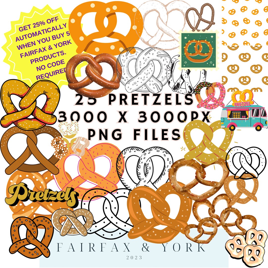 Bundle of 25 Pretzel Clipart, Pretzel Clip Art Png Bundle, High ...