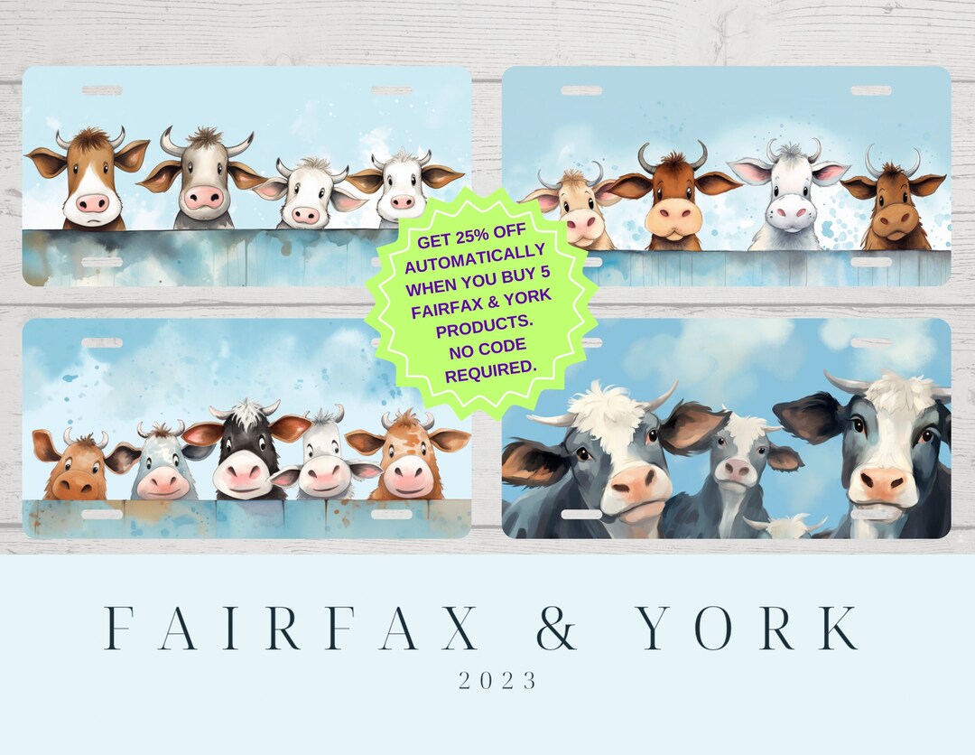 Cow License Plate PNG Bundle, Cow Plate Design, Cow License Plate ...