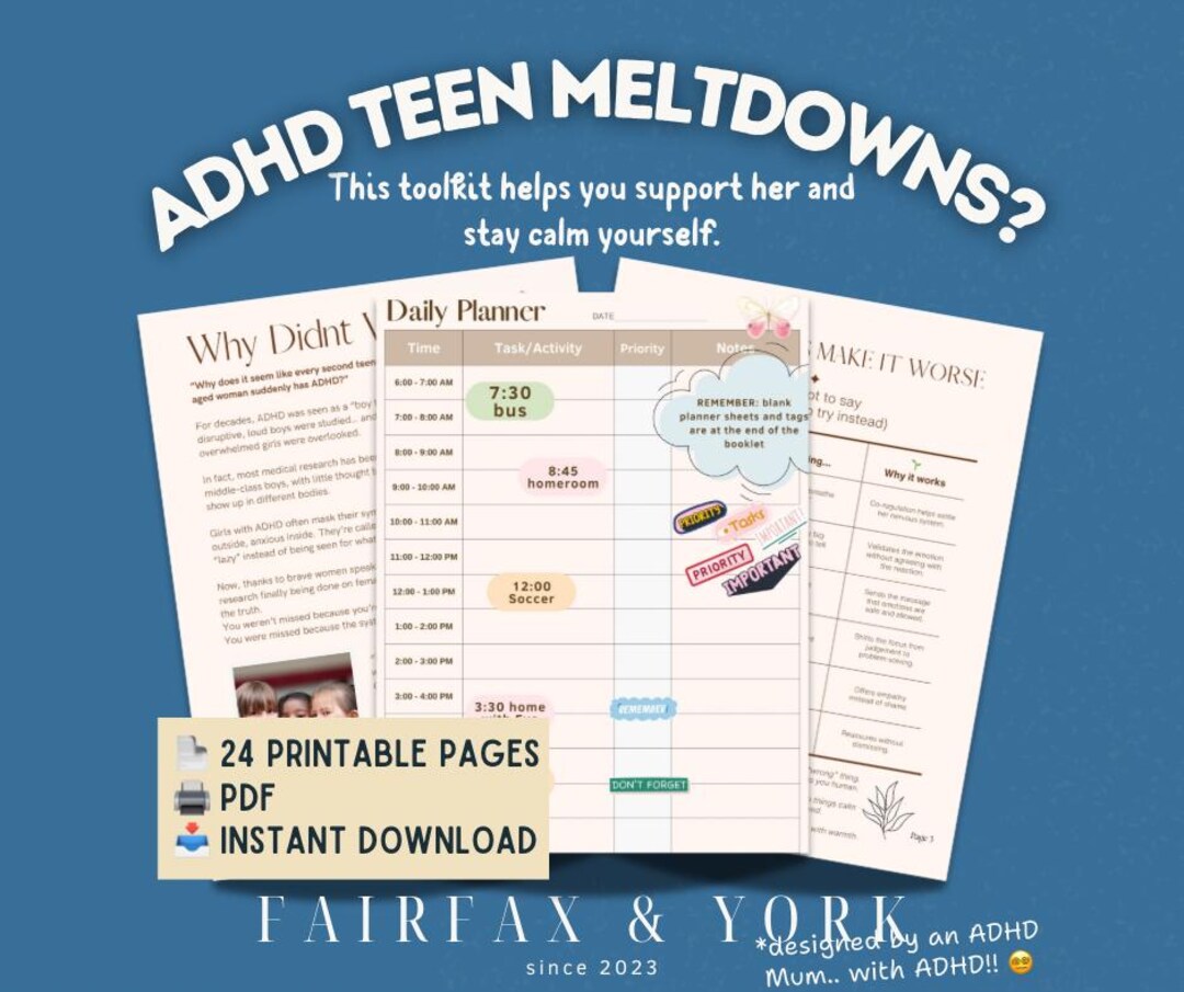 ADHD Teen Emotional Regulation Toolkit: Parent Workbook & Calm-down ...