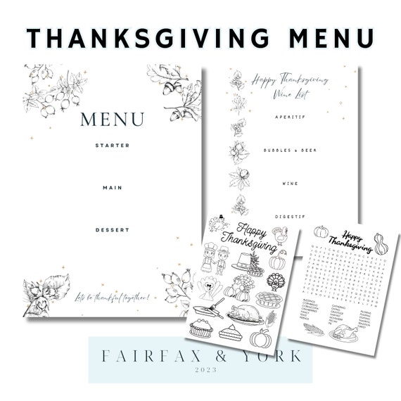 Menú De Acción De Gracias Para Imprimir