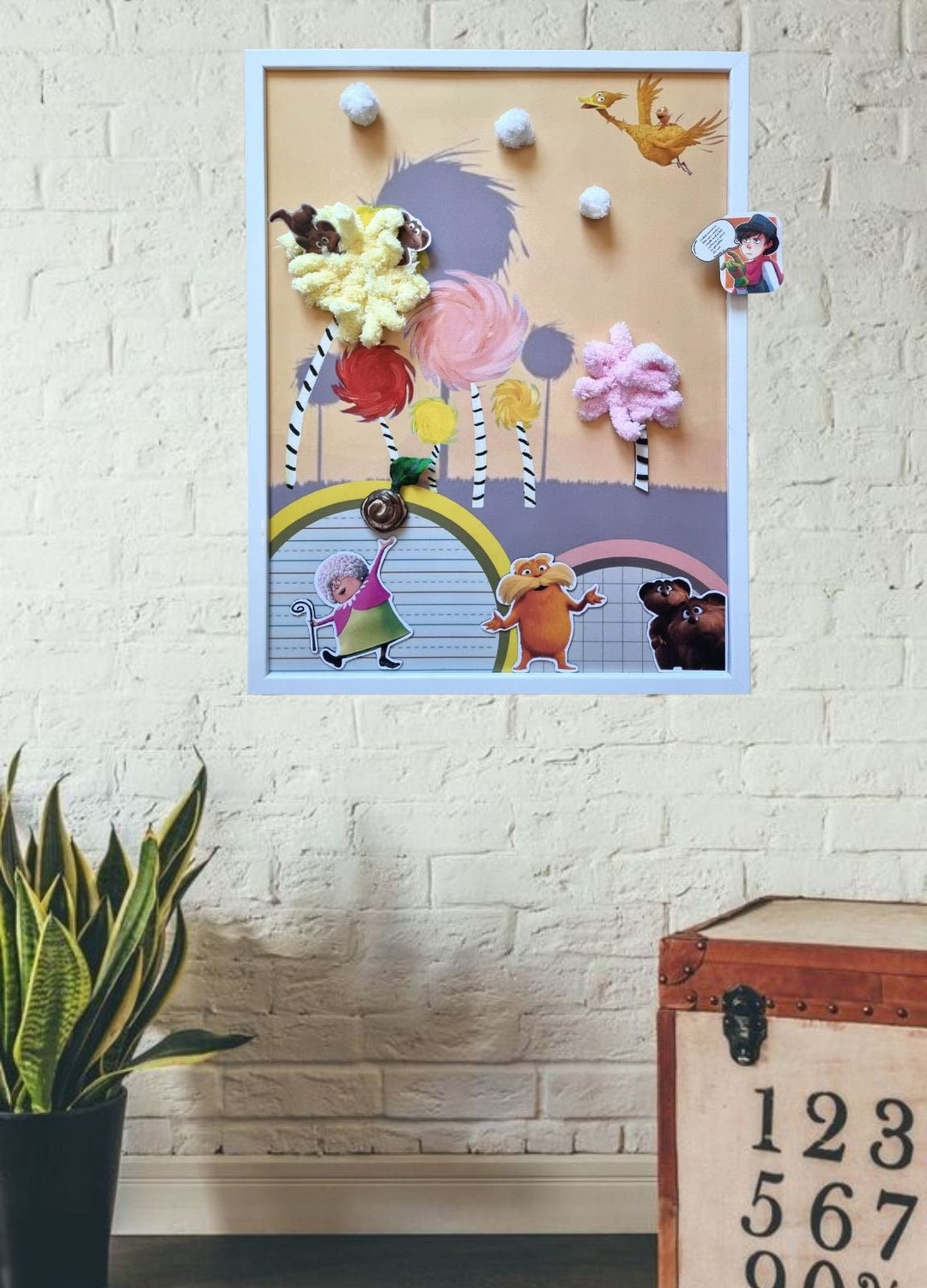 Lorax-magnetic Board With Handmade Magnets, Magnetic Dry Erase Board ...