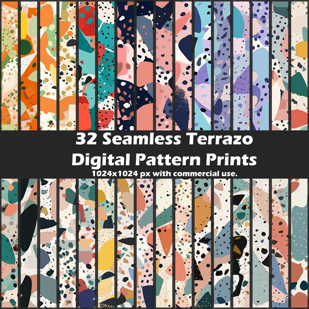 32 Terrazzo Style Seamless Digital Patterns Bundle - Etsy