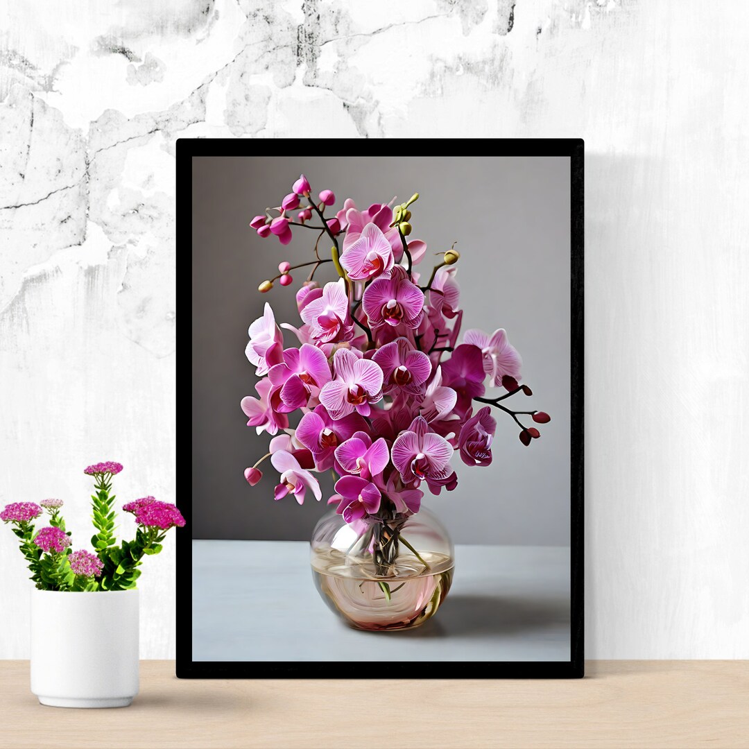 Pink Orchid Wall Art, Flower Poster, Orchid Wall Art, Botanical ...