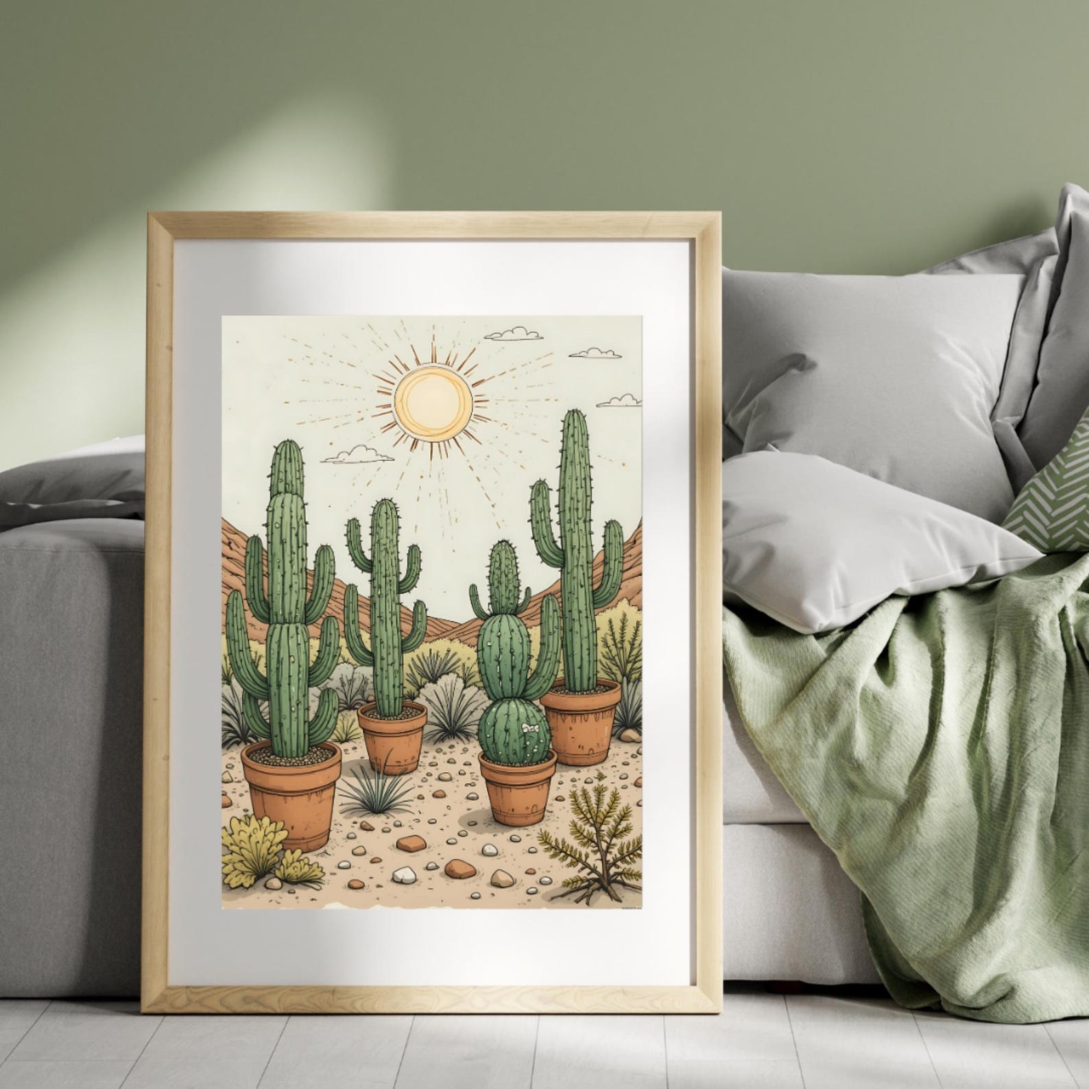 Desert Cactus Printable Wall Art, Southwestern Boho Plant Art Print ...