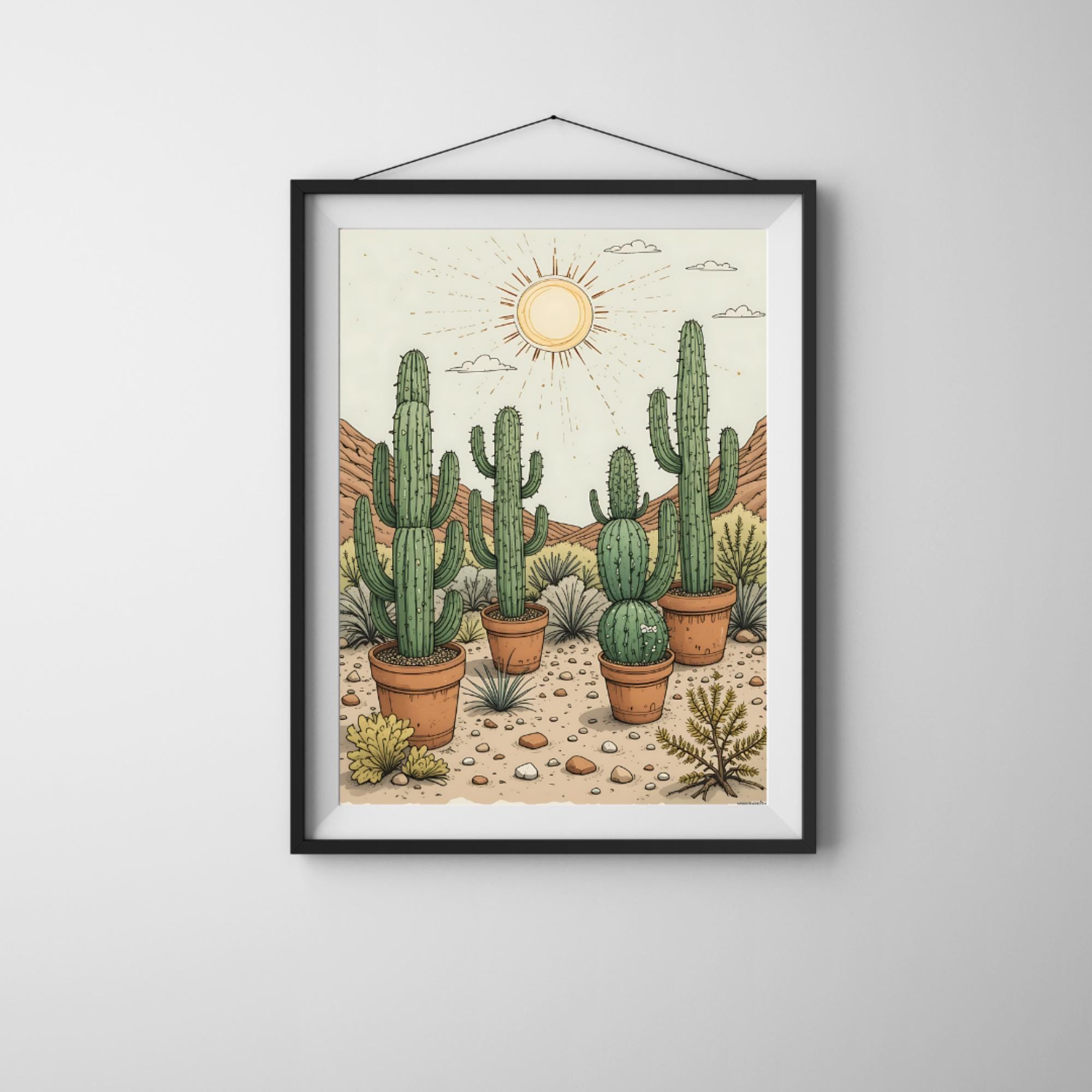 Desert Cactus Printable Wall Art, Southwestern Boho Plant Art Print ...