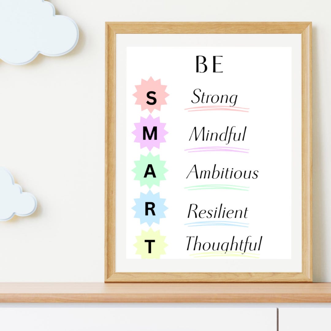 Be SMART Motivational Poster, Printable Back to School Wall Art ...