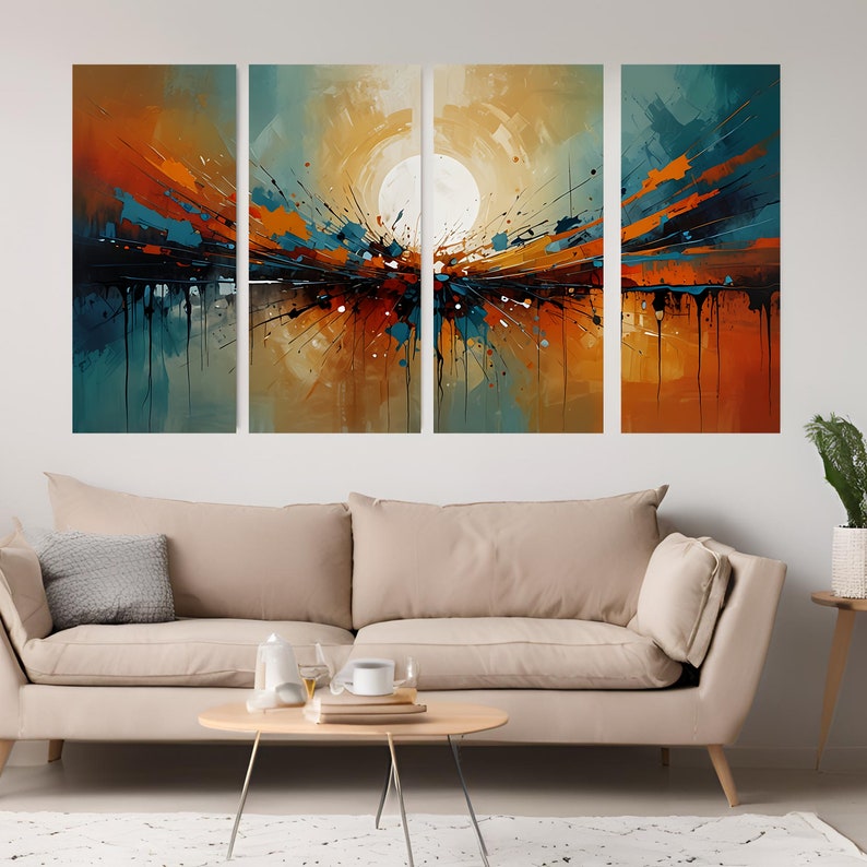 Abstract Sunset Multi Panel Set, Digital Download, Nature Scenery, 4 ...