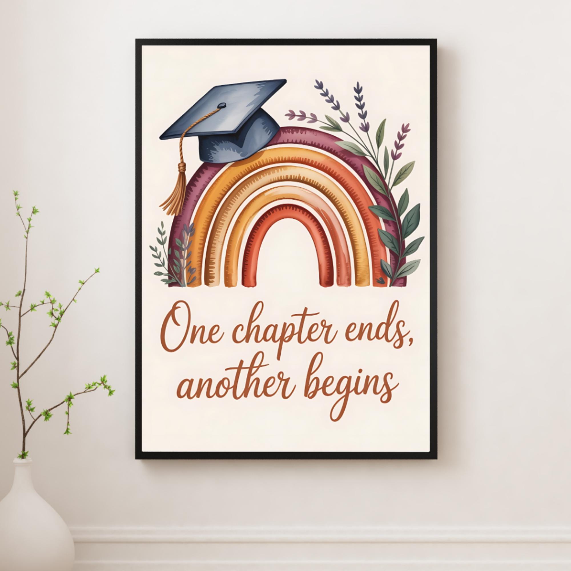 Rainbow Graduation Wall Art Printable, Graduation Cap Quote Poster, One ...